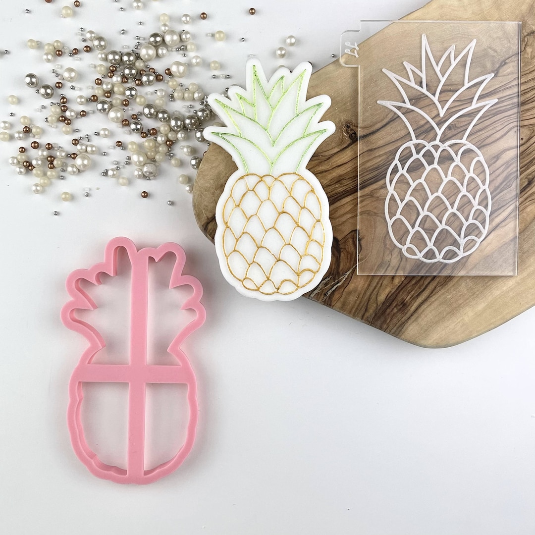 Pineapple Cookie Cutter and Embosser, Summer Cookie Stamp, Beach Cookie ...