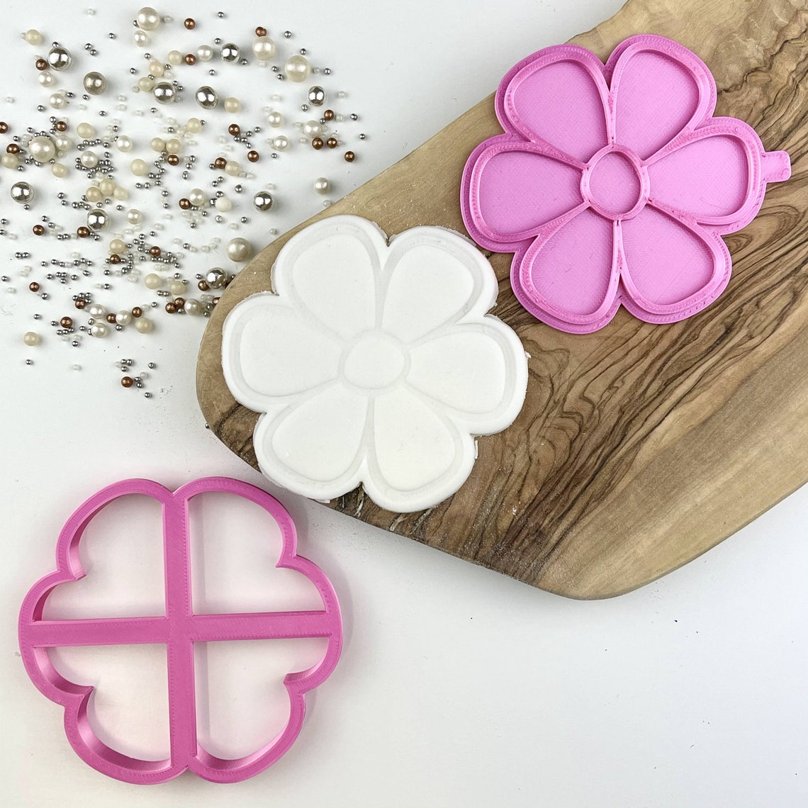 Simple Flower Outline Cookie Cutter and Stamp Floral Cookie - Etsy
