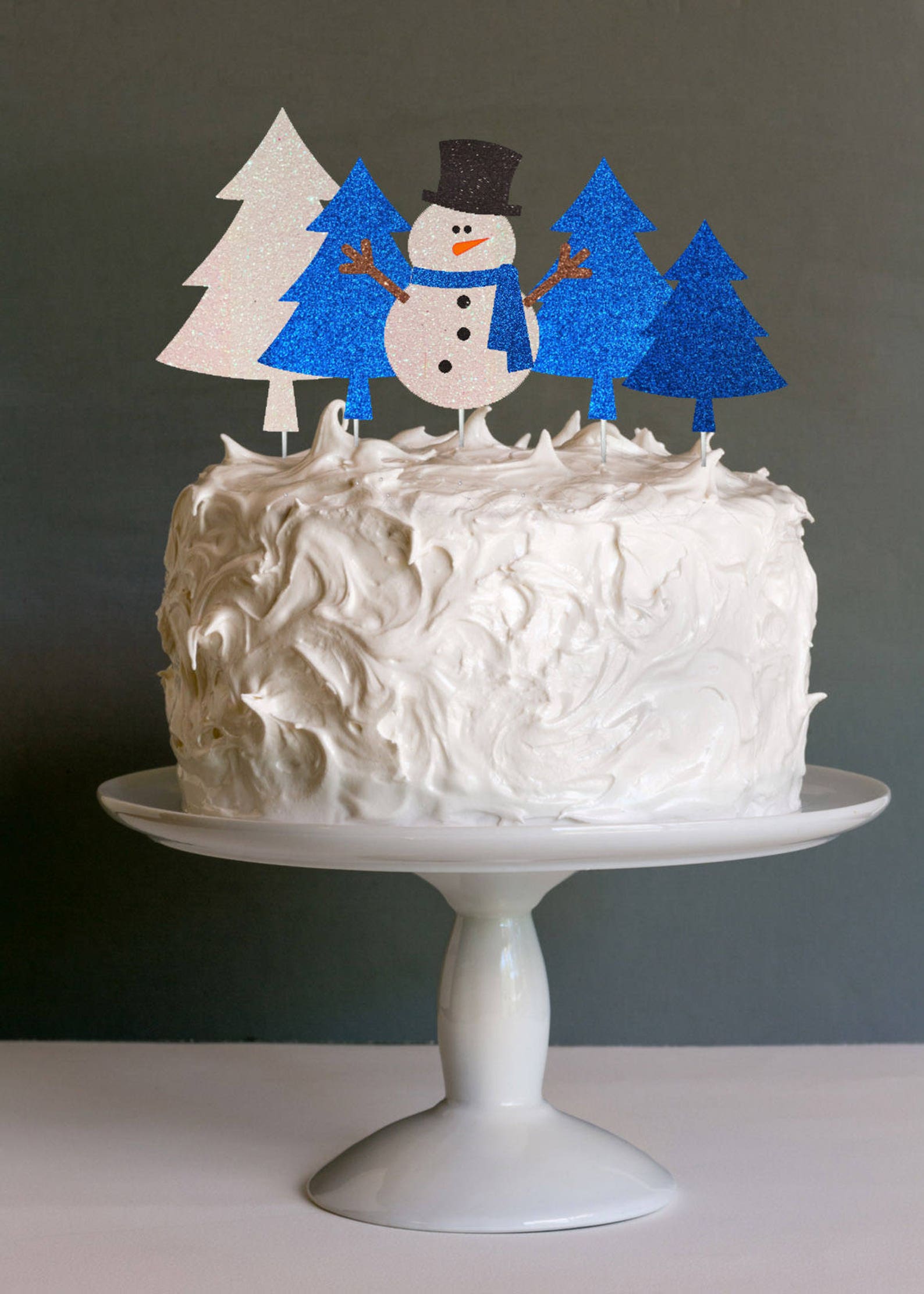 Snowman Winter Christmas Scene Cake Topper Xmas Cake Topper - Etsy