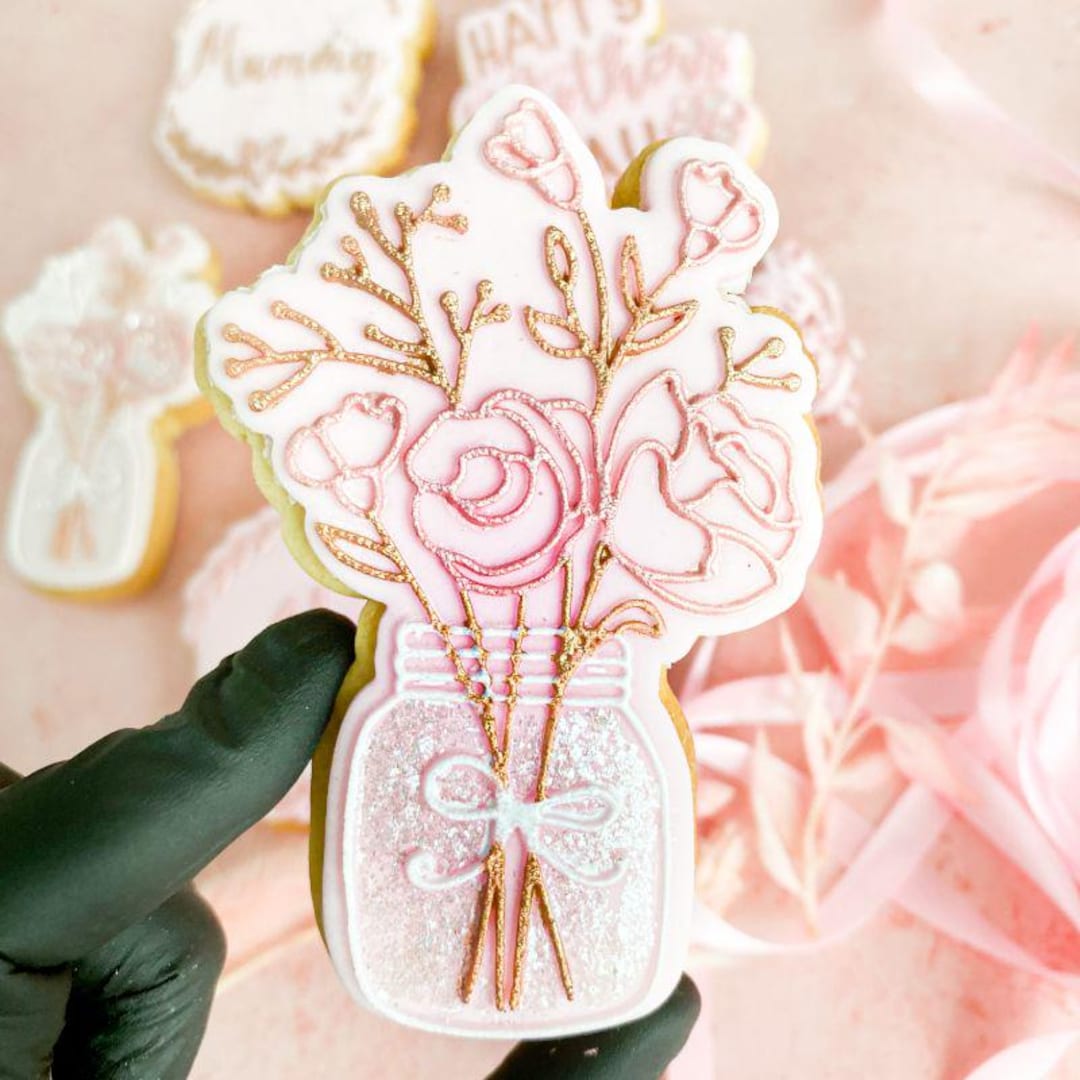 Jar of Flowers Cookie Cutter and Embosser, Happy Mother's Day, Mum ...