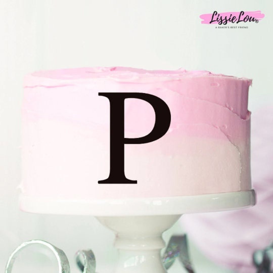 Clementine Font Style Letter P Cake Motif Premium 3mm Acrylic or Birch ...