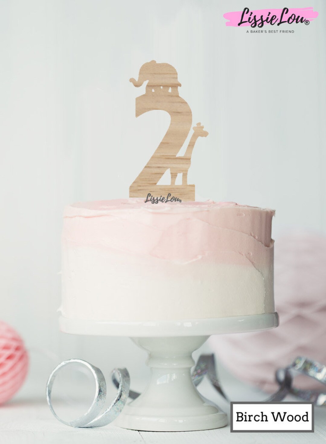 Number Two Jungle Fun Cake Topper Premium Eco Friendly 3mm Birch Wood ...