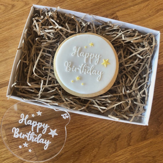 Happy Birthday With Stars Cookie Embosser Birthday Cookie | Etsy
