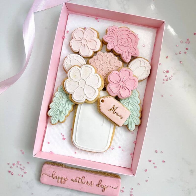 Jar and Flowers Set Cookie Cutter and Embosser Happy - Etsy