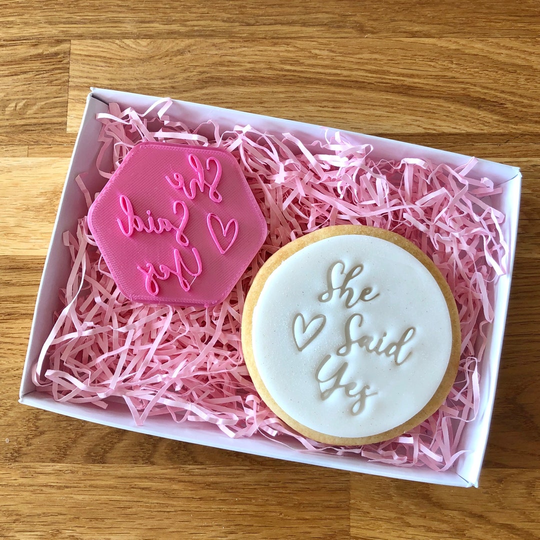 She Said Yes Cookie Stamp, Fondant Stamp, Fondant Cookie Stamp, Bridal ...
