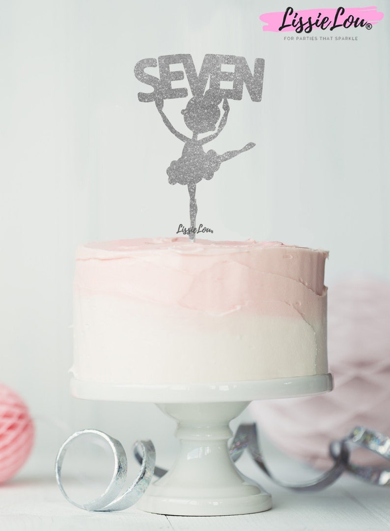 Ballerina Seven 7th Birthday Cake Topper Glitter Card | Etsy