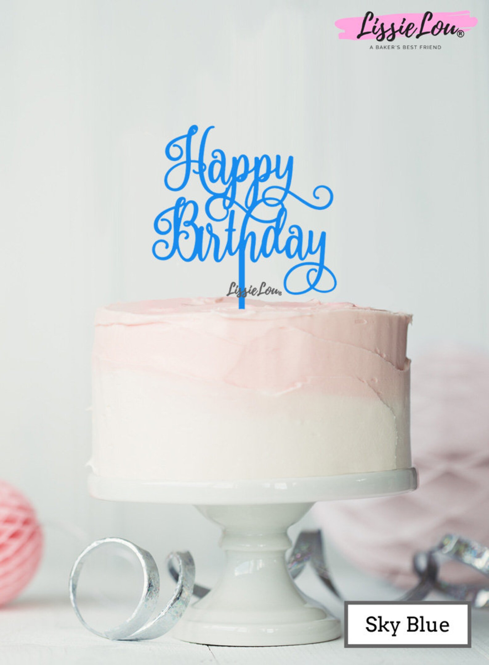Happy Birthday Curly Cake Topper Premium 3mm Acrylic - Etsy