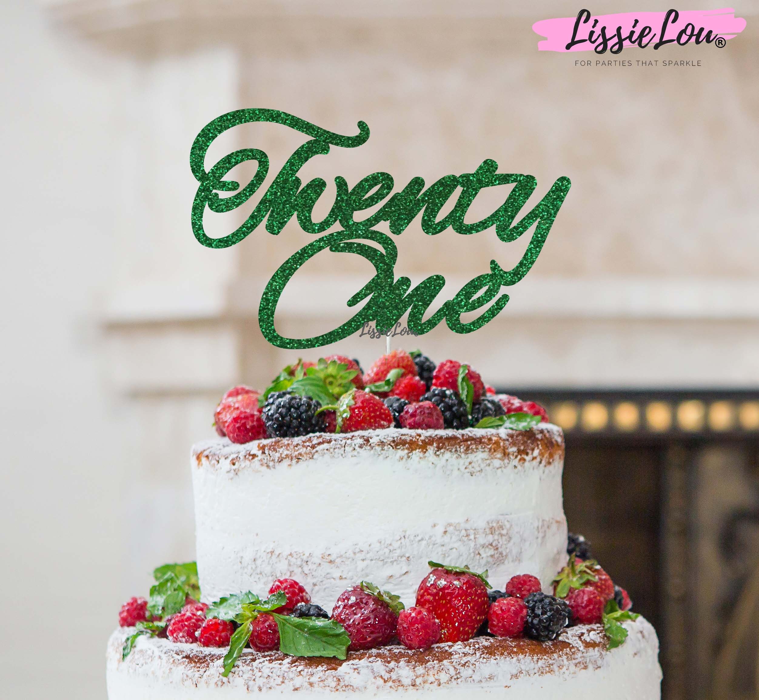 Twenty One Birthday Cake Topper 21st Glitter Card - Etsy