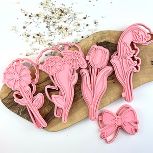 Bouquet Flower Set Cookie Cutters and Stamps, Cookie Cutter, Cookie ...