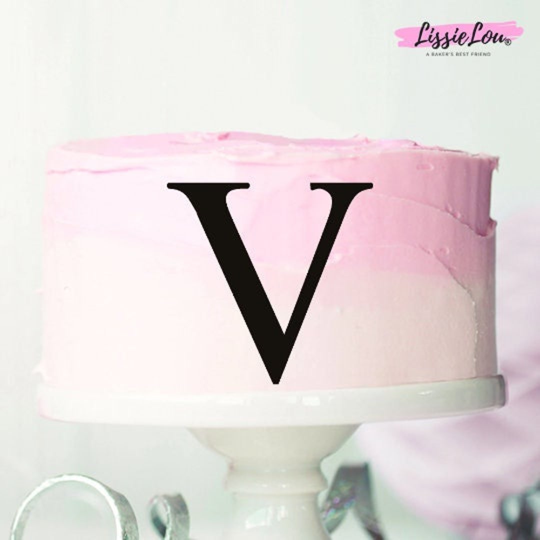 Clementine Font Style Letter V Cake Motif Premium 3mm Acrylic or Birch ...