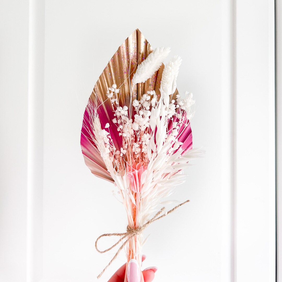 Palm Spears Set - Palm Spears Dried Flower Set - Light Pink, Hot Pink, Gold and Neutral, Floral ...