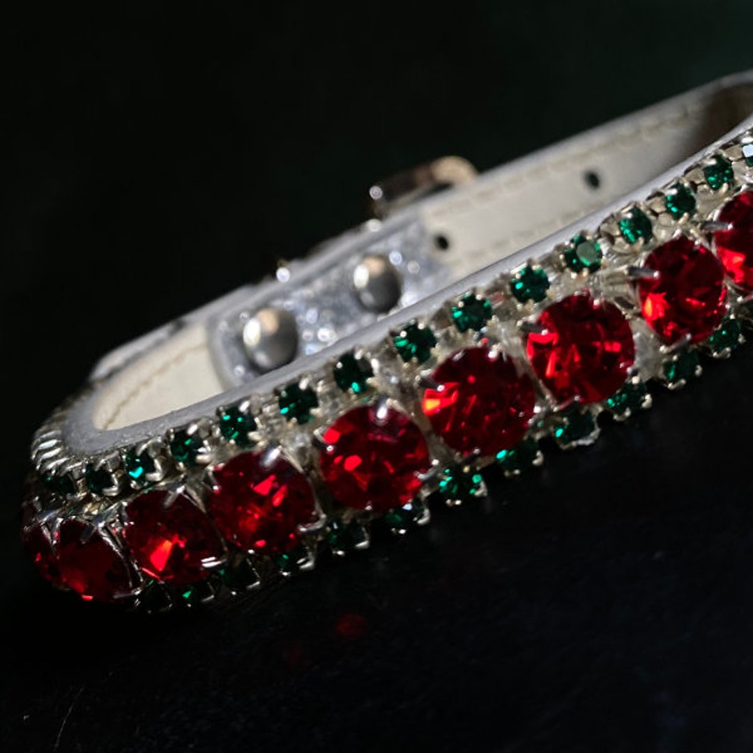 Rockstar TM - XS-3XL Ruby Red and Emerald Green Crystal Rhinestones Dog ...