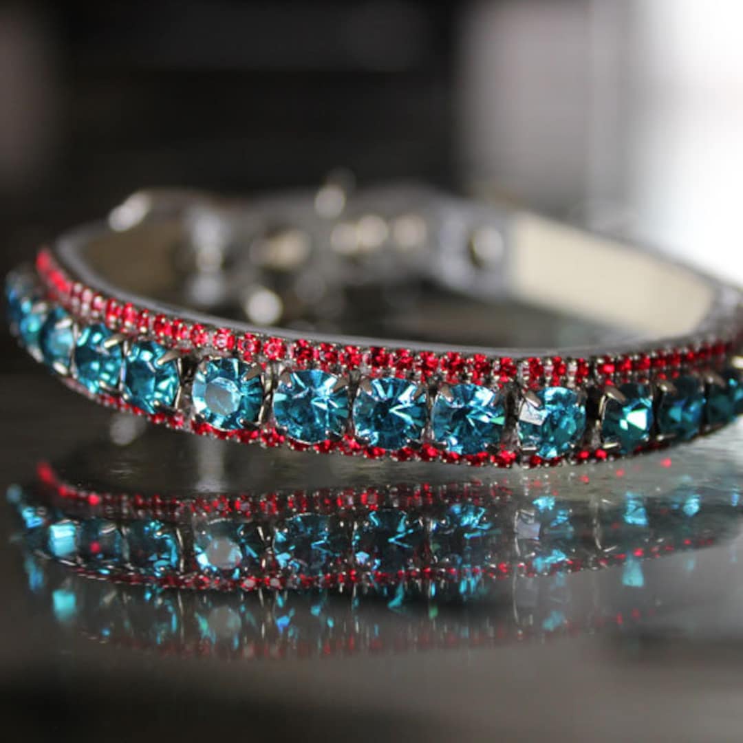 Rockstar TM - XS-3XL Turquoise Blue and Red Ruby Crystal Rhinestones ...