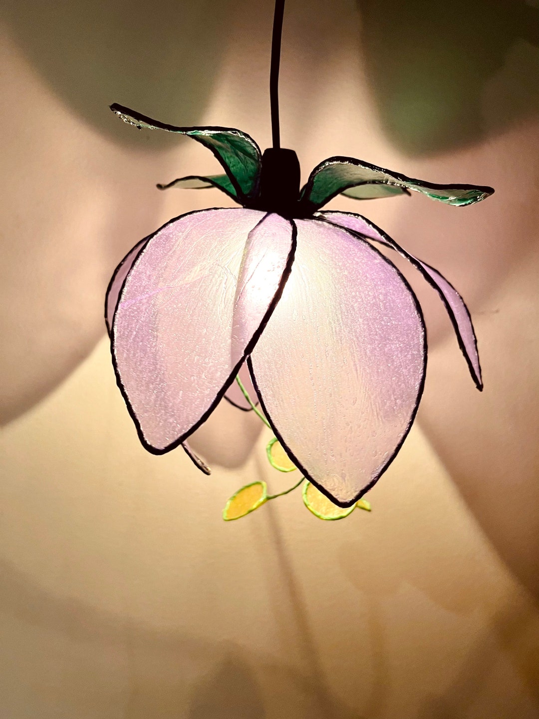 Red Flower Lamp. Subtle Paper Lamp. Magic Lighting. Bell Flower Paper ...