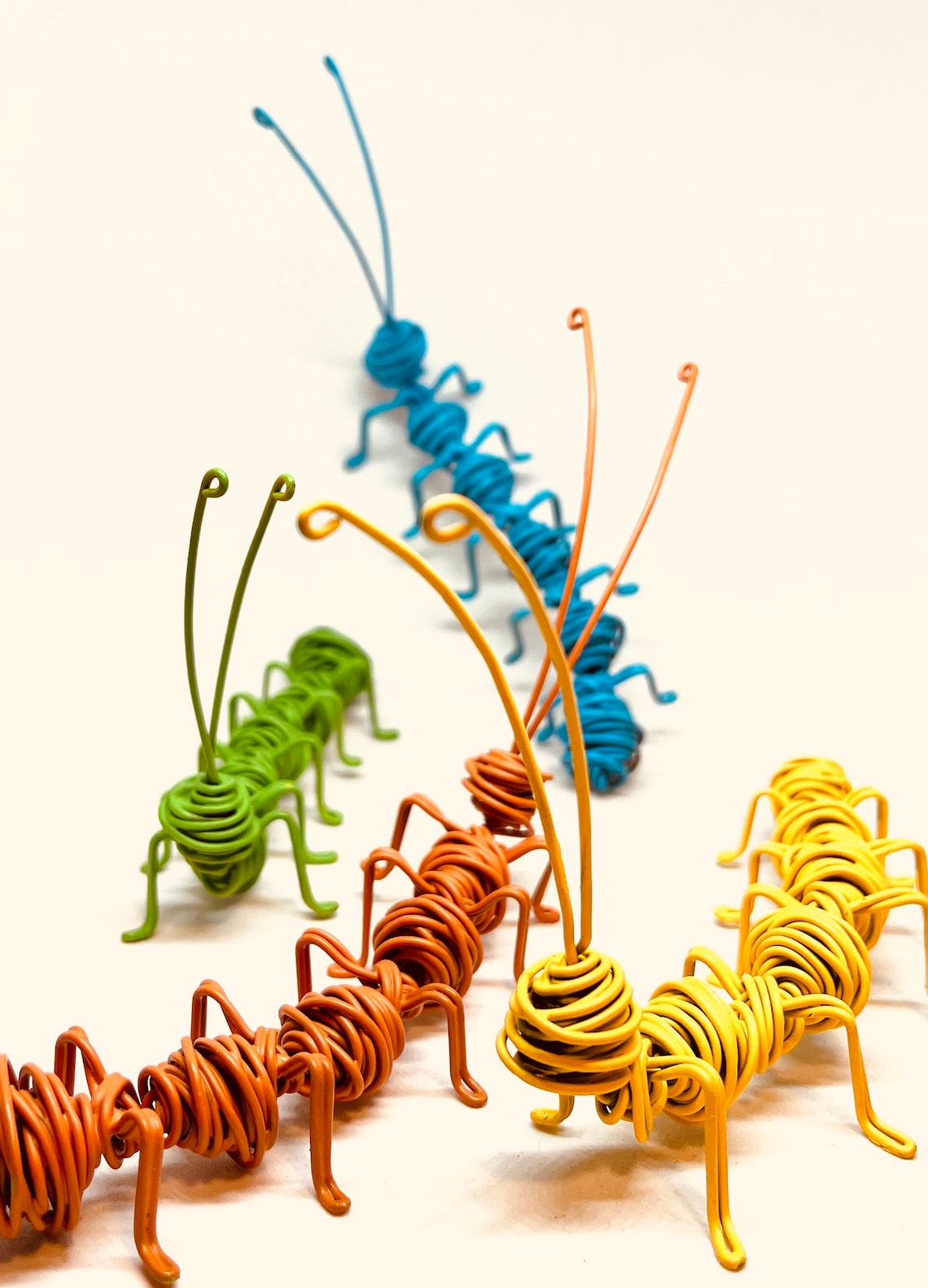 Green Centipede. Caterpillar on Wire. Centipede Sculpture. Green Worm ...