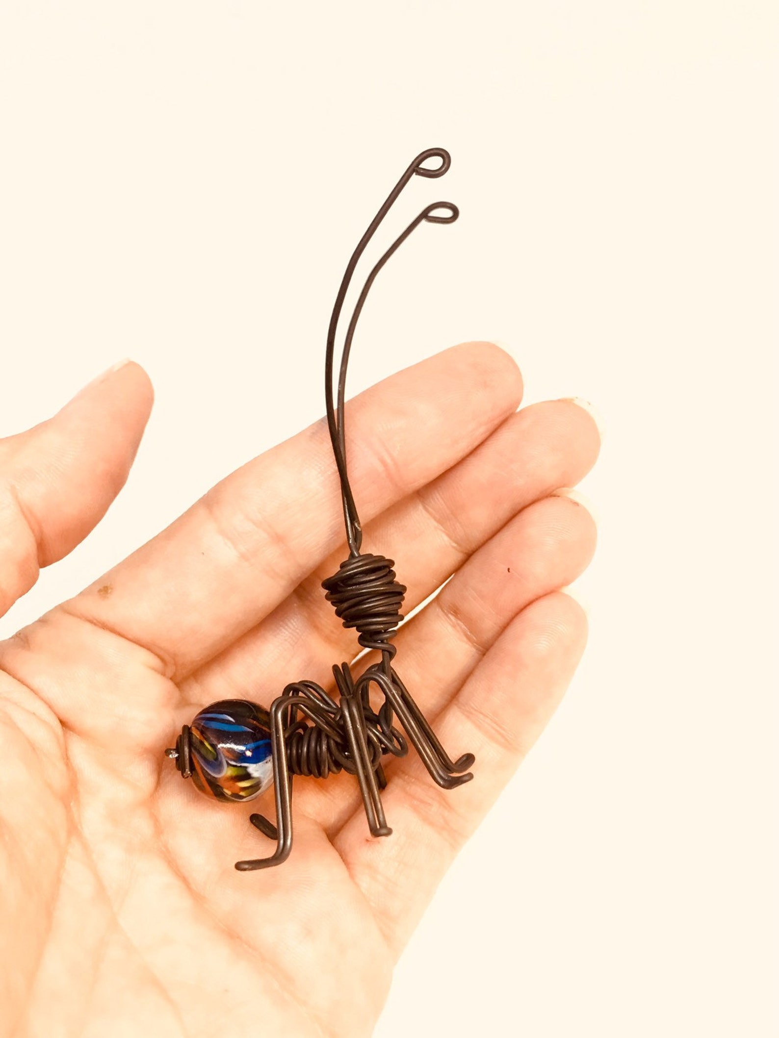 Wire bug. Ant on wire. Small ant with blue glass | Etsy