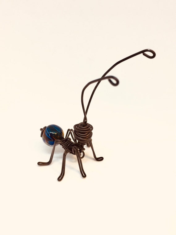 Wire bug. Ant on wire. Small ant with blue glass | Etsy