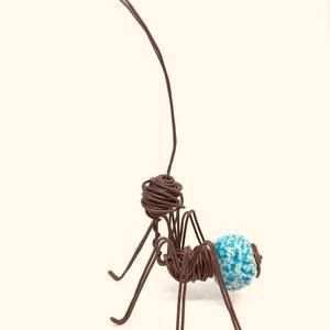 Blue Ant on Wire and Ceramic. Wire Bug. Barcelona Ornament. Wire and ...