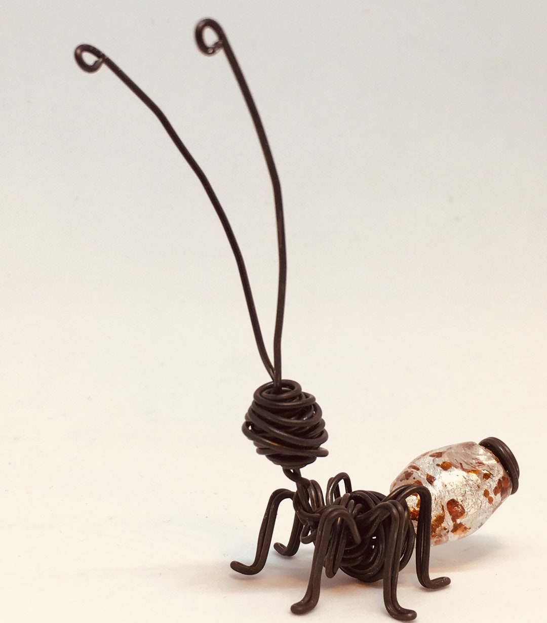 Ant on Wire With Recycled Glass, Antique Glass, Ant Sculpture. Ant in ...
