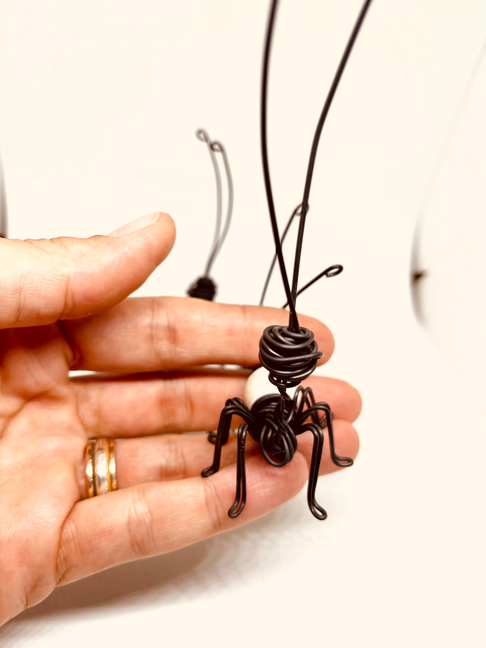 Ants on Wire With White Stone. Ant Trail. Ants to Decorate. Trio of ...