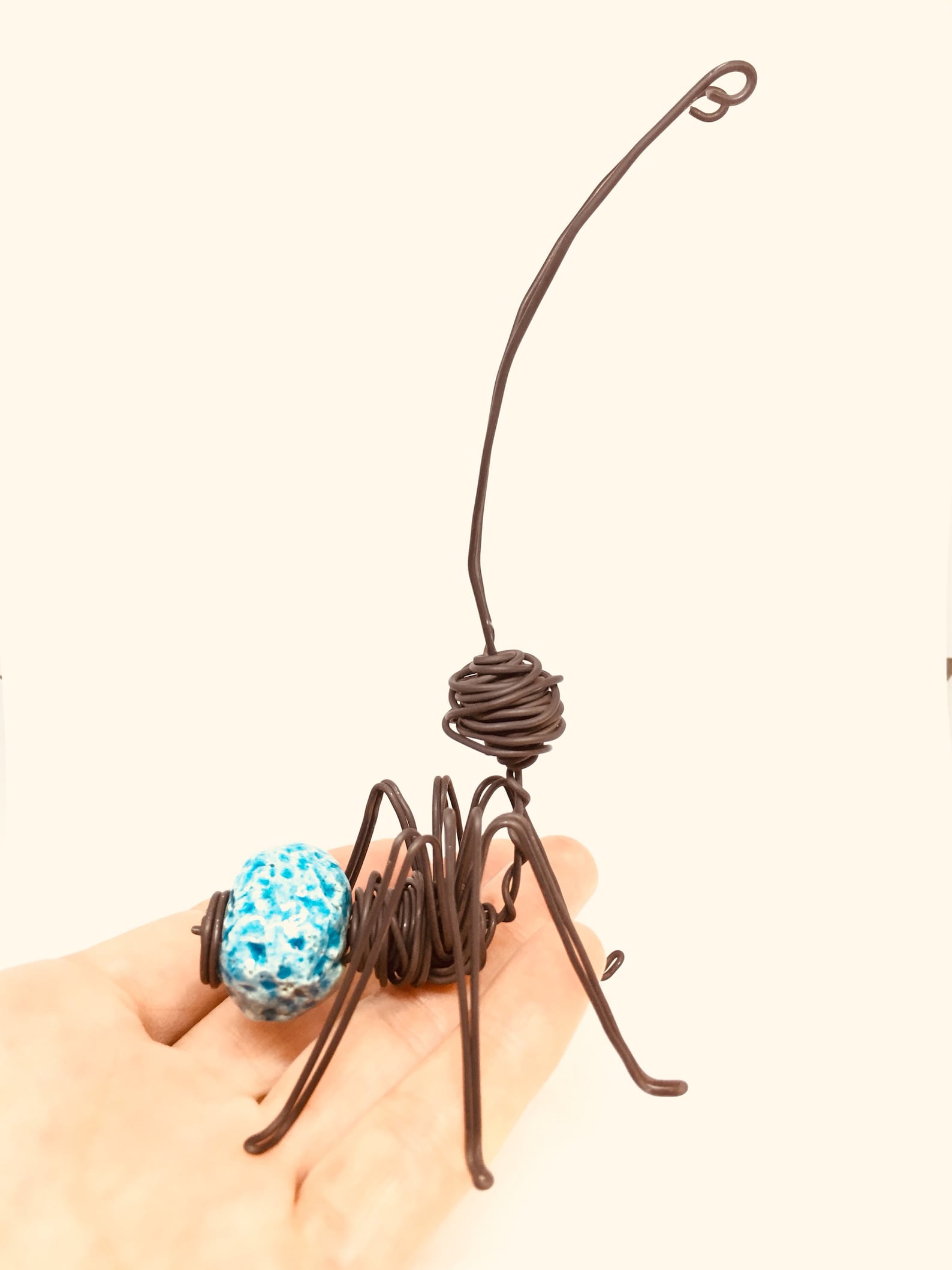 Blue Ant on Wire and Ceramic. Wire Bug. Barcelona Ornament. | Etsy