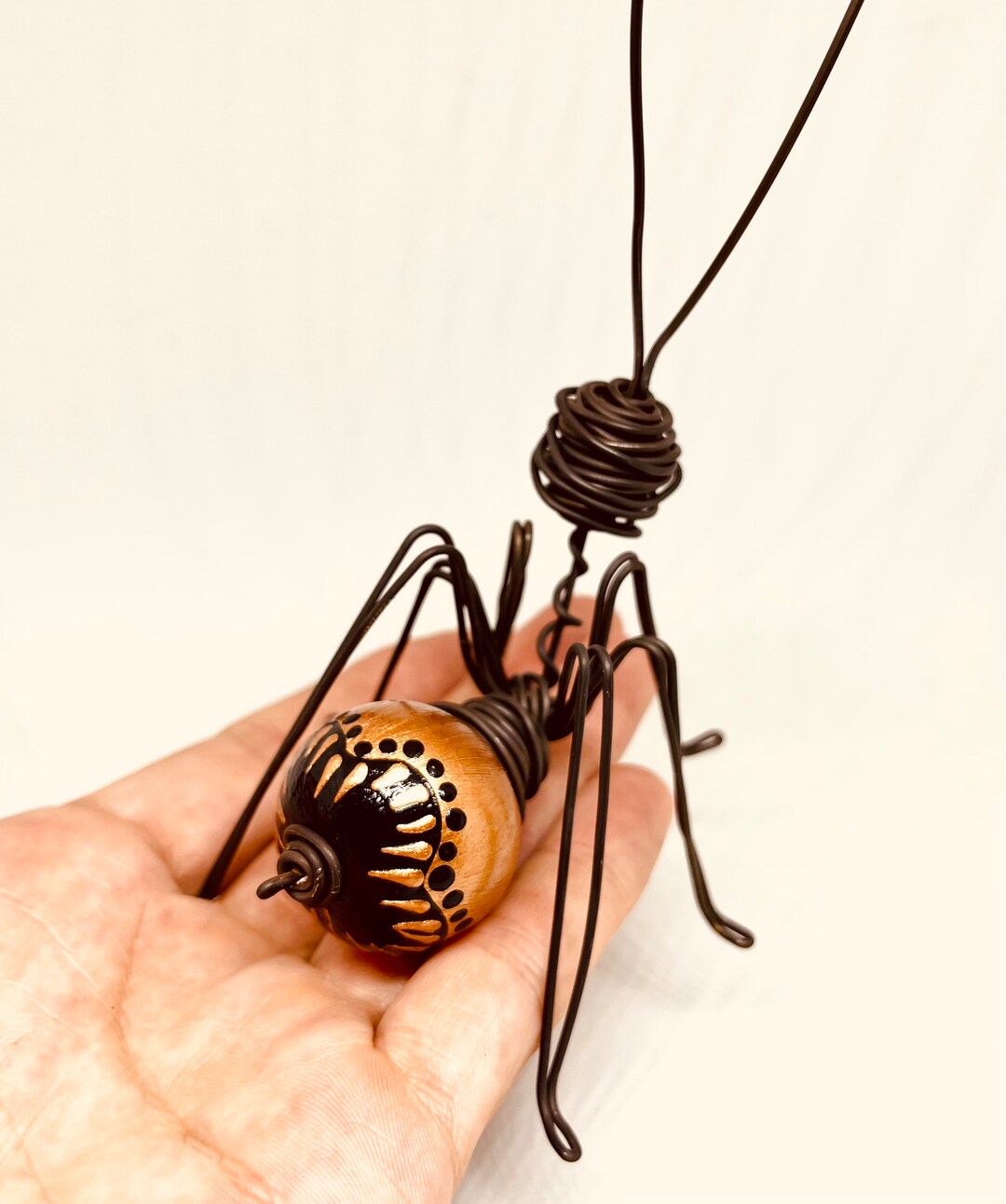 Hand-painted Porcelain and Wire Ant. Unique Piece. Black and Copper ...