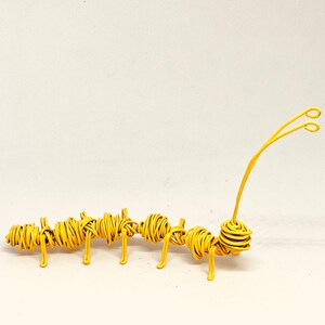 Yellow Worm. Wire Caterpillar. Centipede Sculpture. Wire Figure. Yellow ...