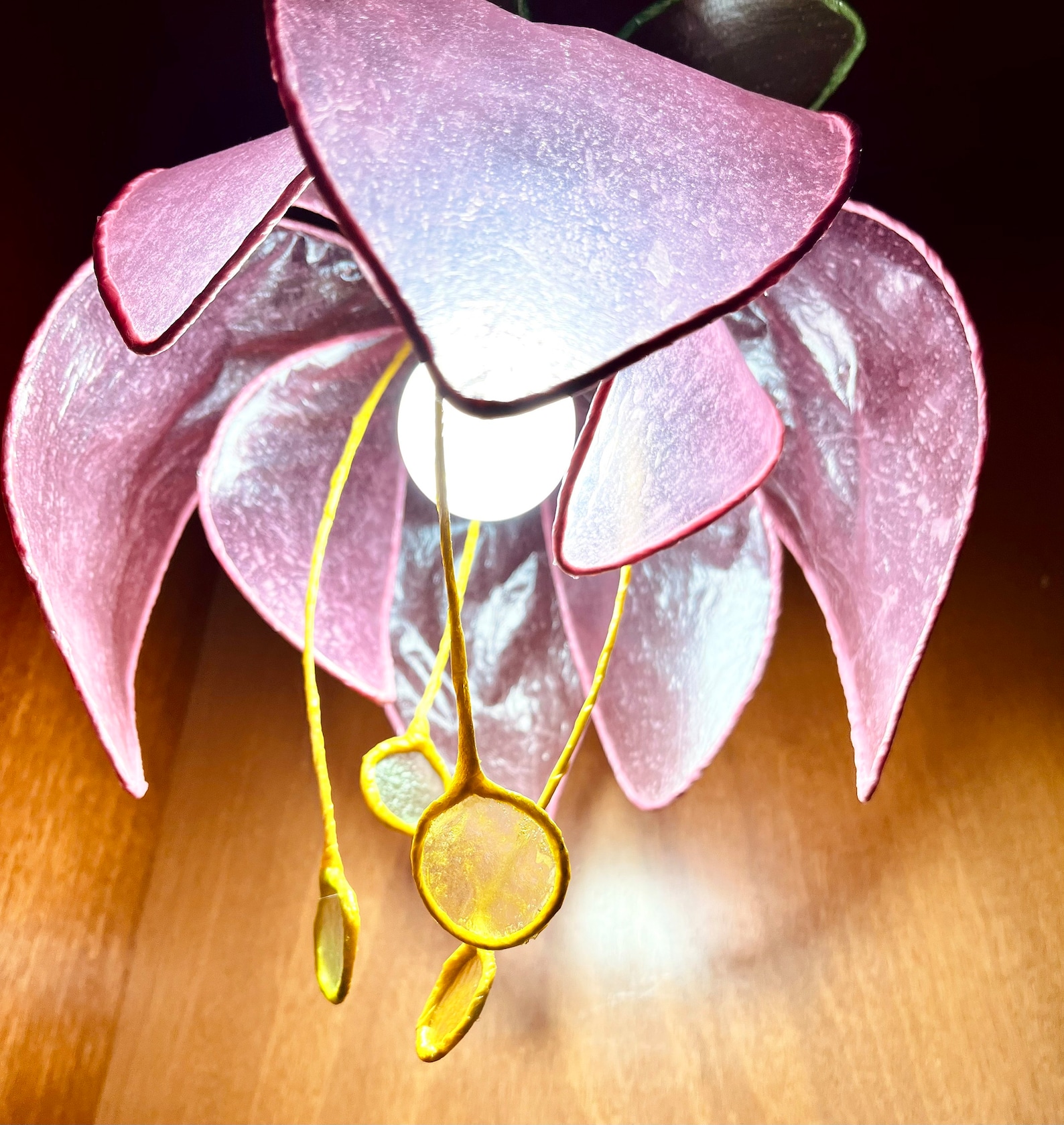 Red Flower Lamp. Subtle Paper Lamp. Magic Lighting. Bell Flower Paper ...