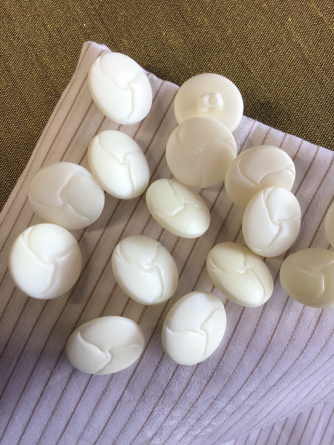 Made in JAPAN WHITE LEATHER Look 3/4" Shank Buttons Vintage Sewing ...