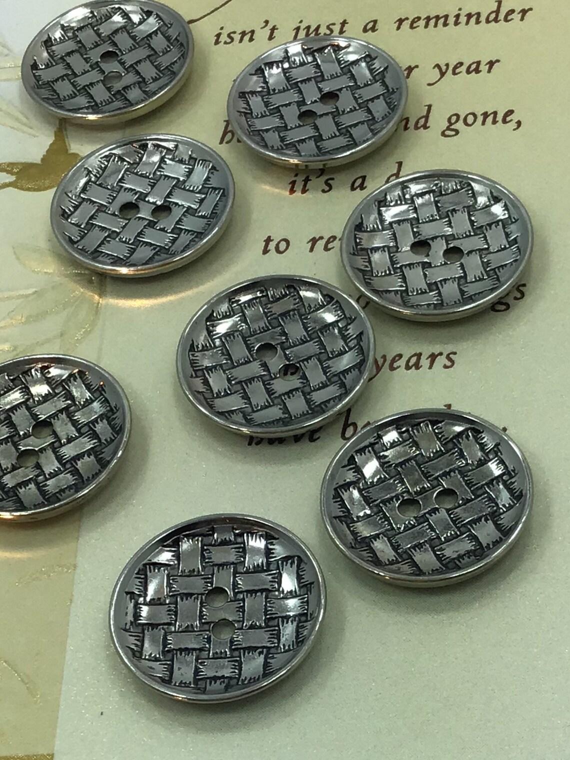 QUALITY 7/8" Designer Silver Metal Buttons ITALIAN Vintage Sewing ...