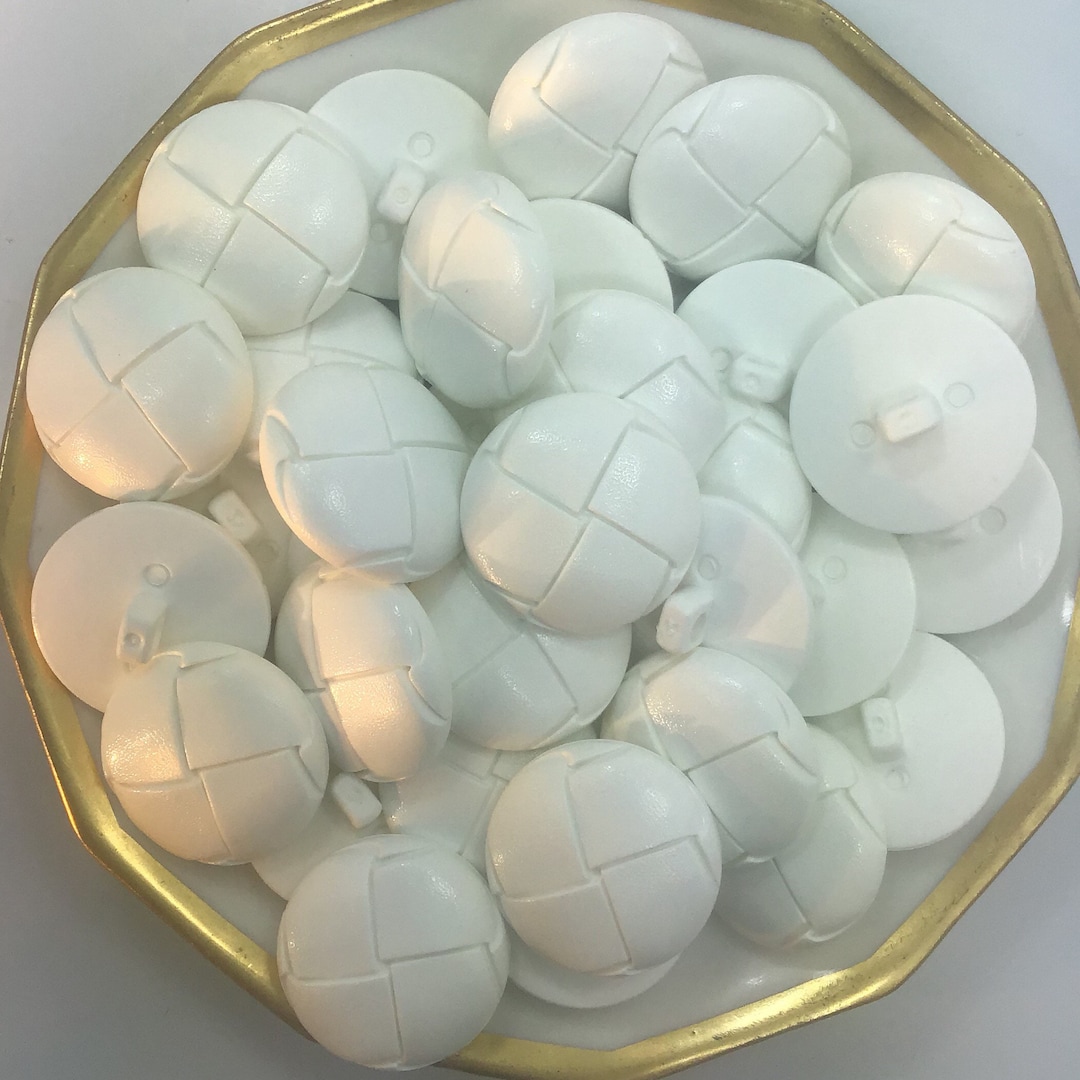 1" Vintage WHITE Shank Buttons ITALIAN Vintage Sewing Button for ...
