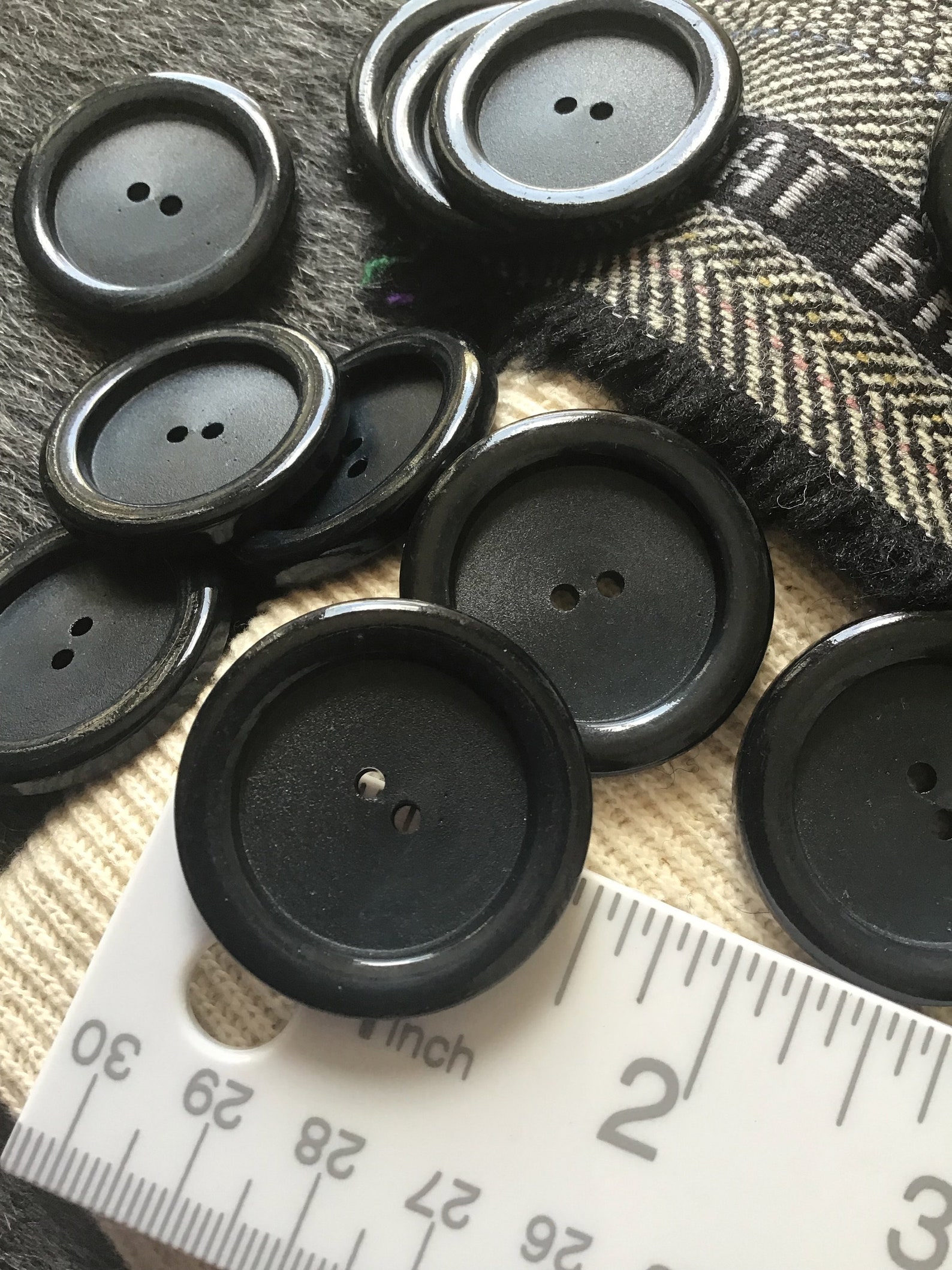 LARGE BLACK Buttons VINTAGE Italian Buttons for Coat / Jacket Buttons ...