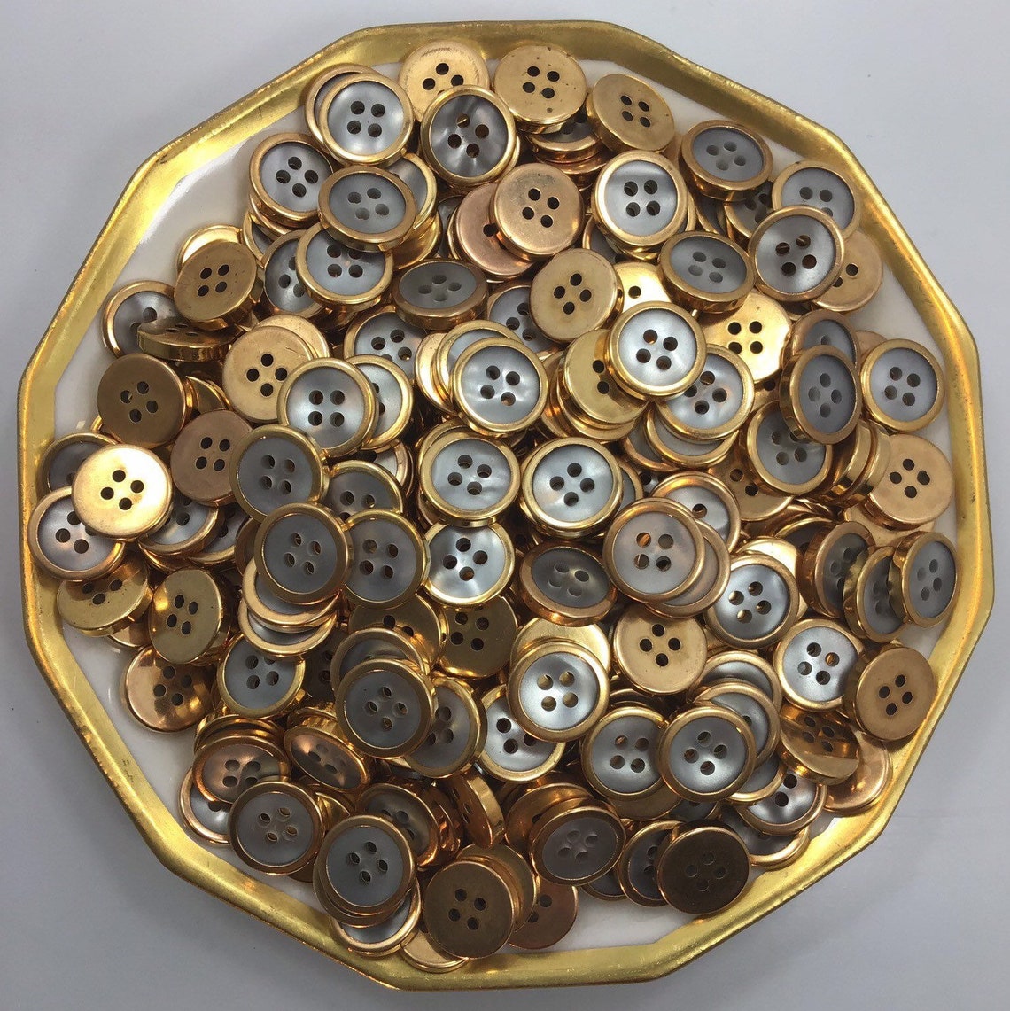 Gold Rim 4 Hole Small Buttons 1/2" Vintage Buttons for Clothing / Shirt ...