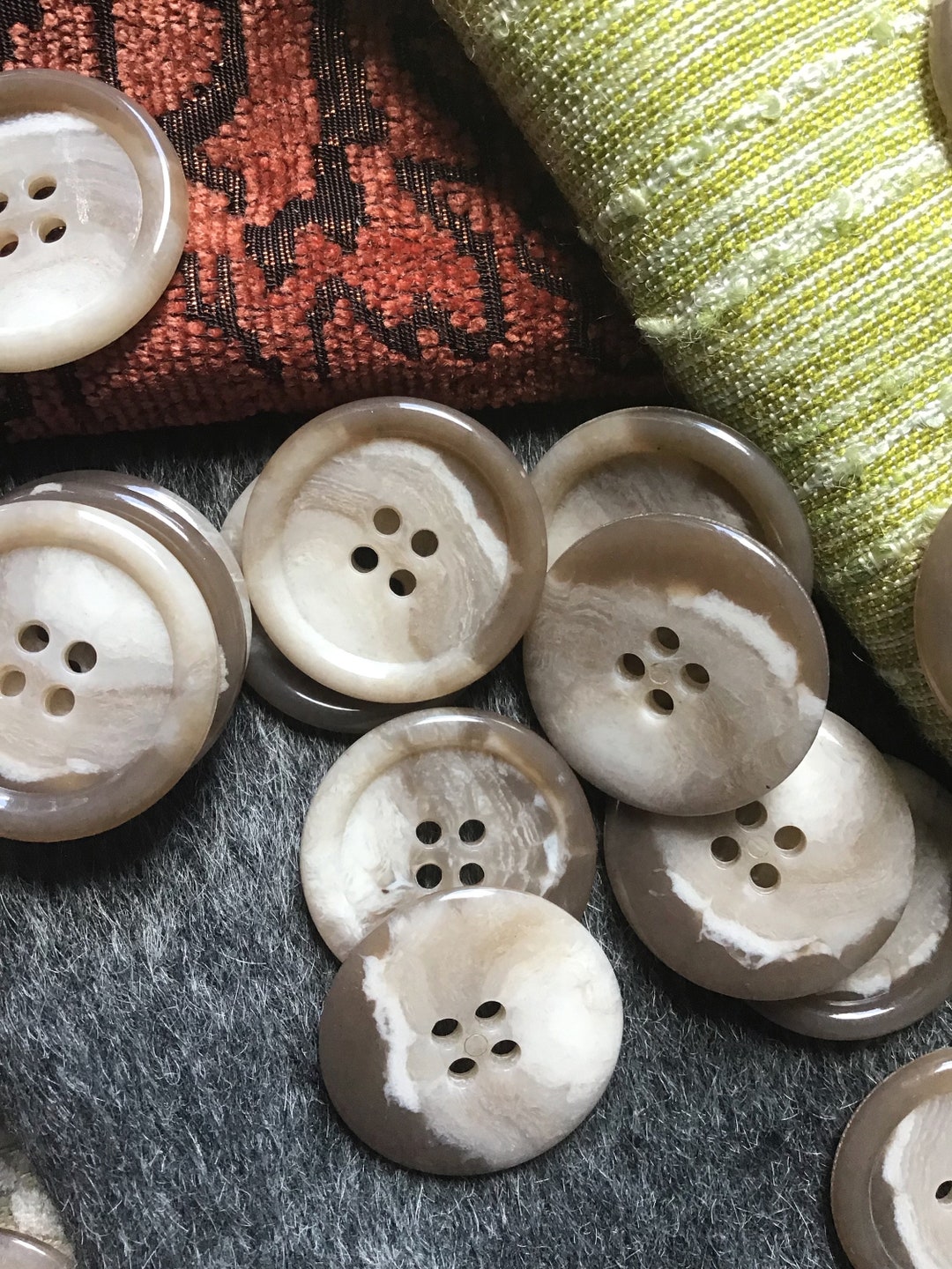 Vintage Italian Taupe Marble-like Buttons: 1-1/8" Sewing Buttons - Etsy