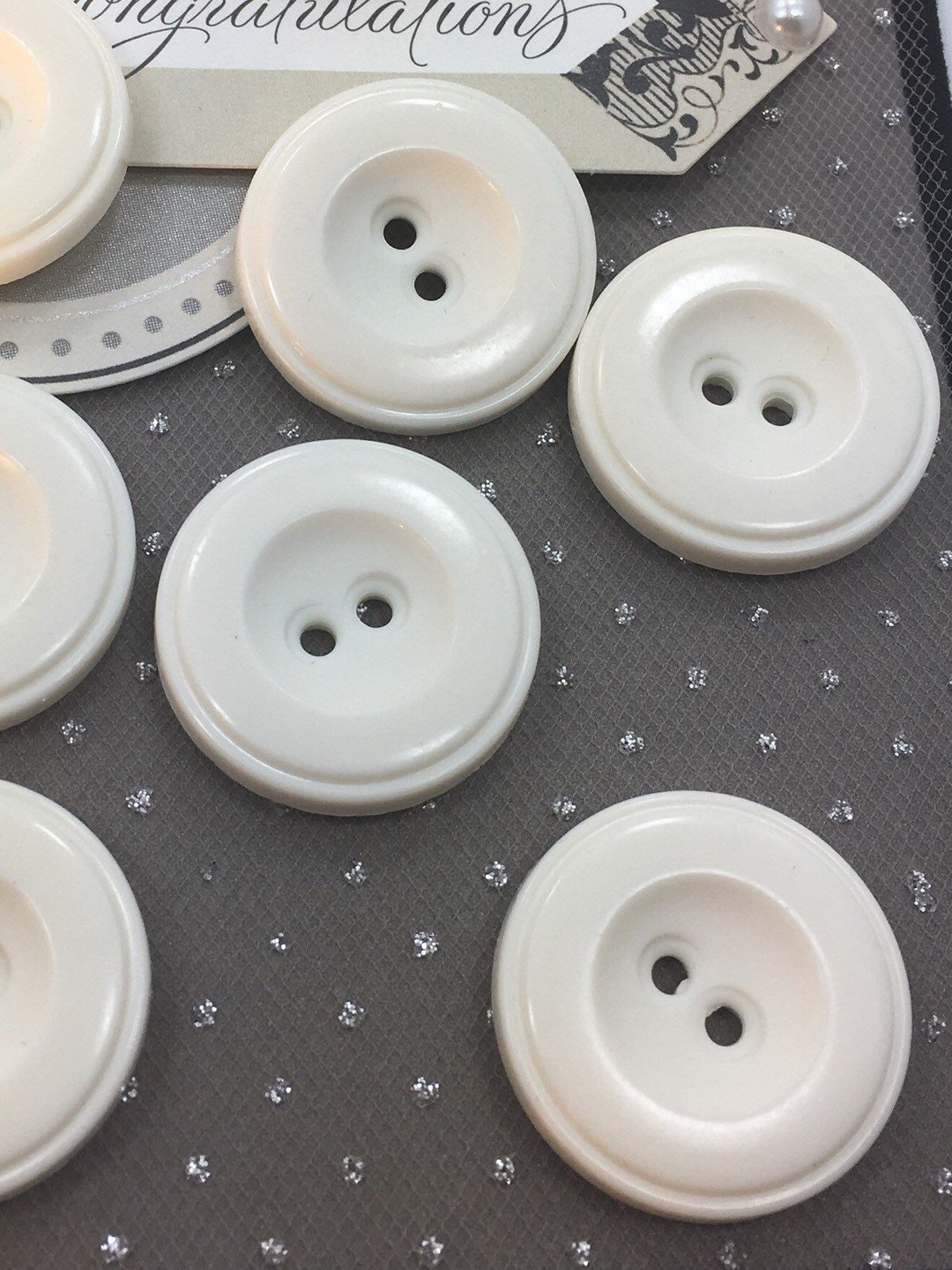 QUALITY 1-1/8" Vintage White Buttons ITALIAN Vintage Sewing Button for ...