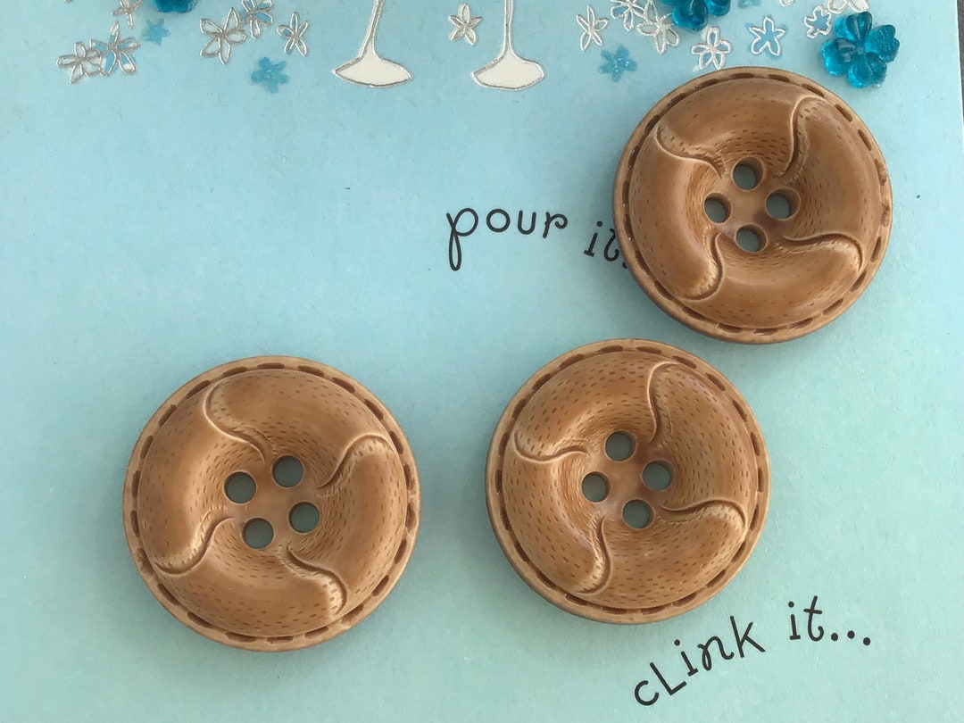 Made in JAPAN 1" Camel Tan 4 Hole Resin Leather Buttons / Coat & Jacket ...