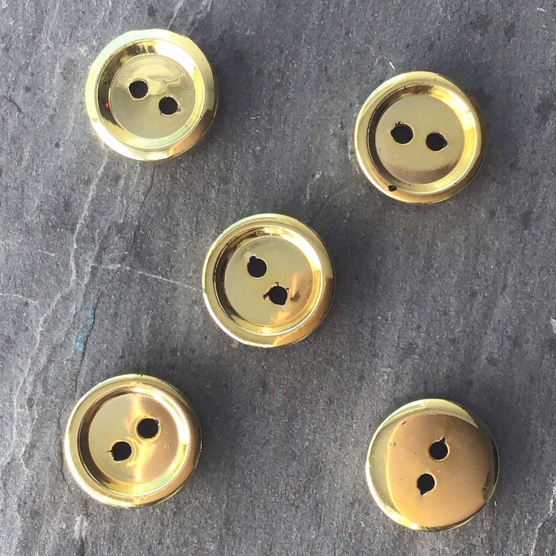 GOLD BUTTONS 5/8" Vintage Metallic 2 Hole Buttons for Clothing / Blazer ...