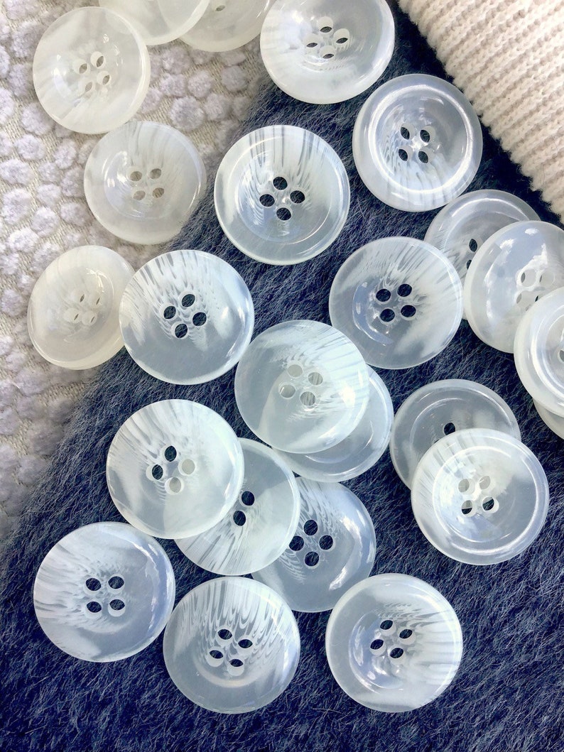 Italian Milky White Clear Buttons: 4-hole Sewing Buttons (22mm) - Etsy