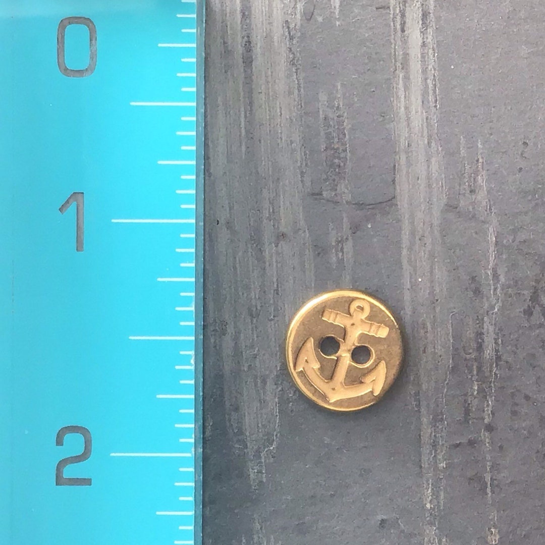 GOLD EMBOSSED ANCHOR Metal Buttons for Clothing / 2 Hole Vintage Shirt ...