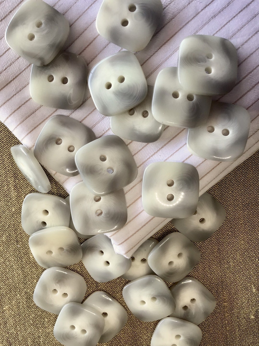 SQUARE LIGHT GREY Italian Buttons Vintage Sewing Button for Clothing ...