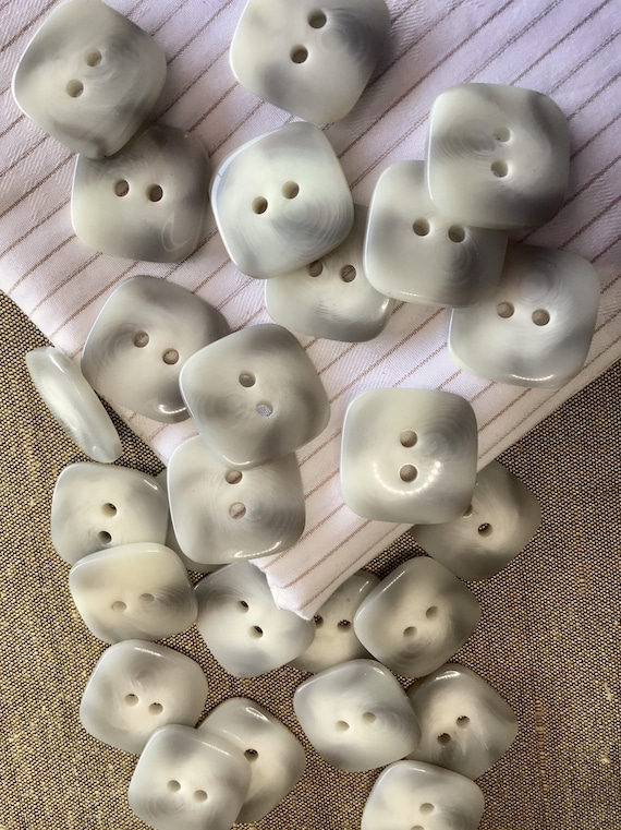 SQUARE LIGHT GREY Italian Buttons Vintage Sewing Button for | Etsy