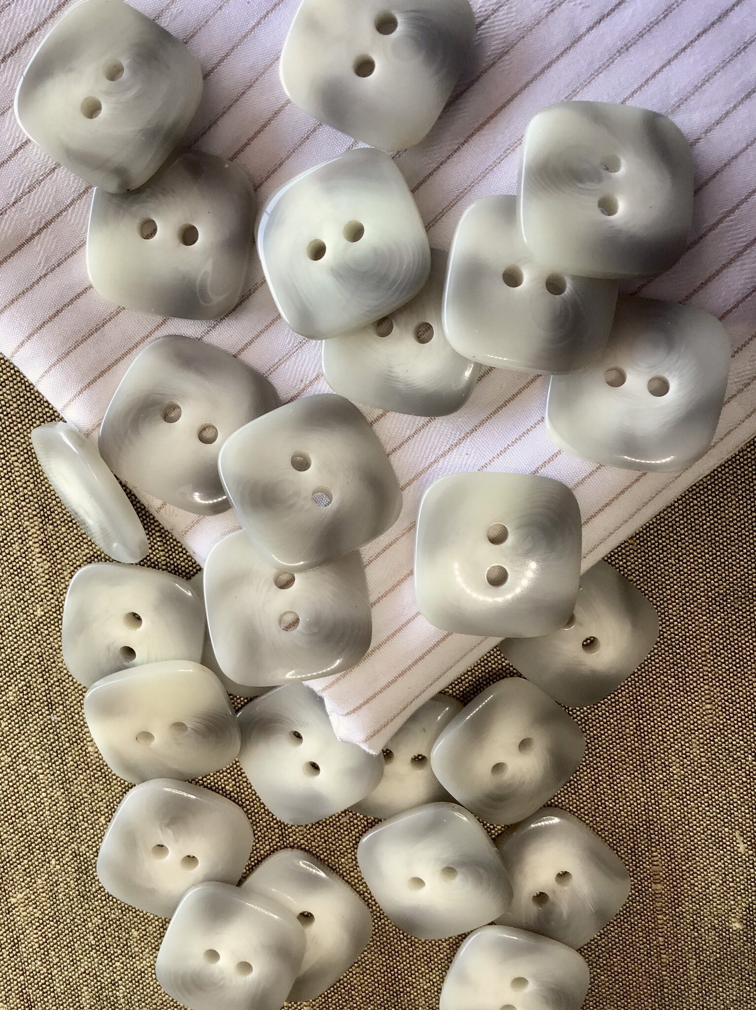 SQUARE LIGHT GREY Italian Buttons Vintage Sewing Button for | Etsy