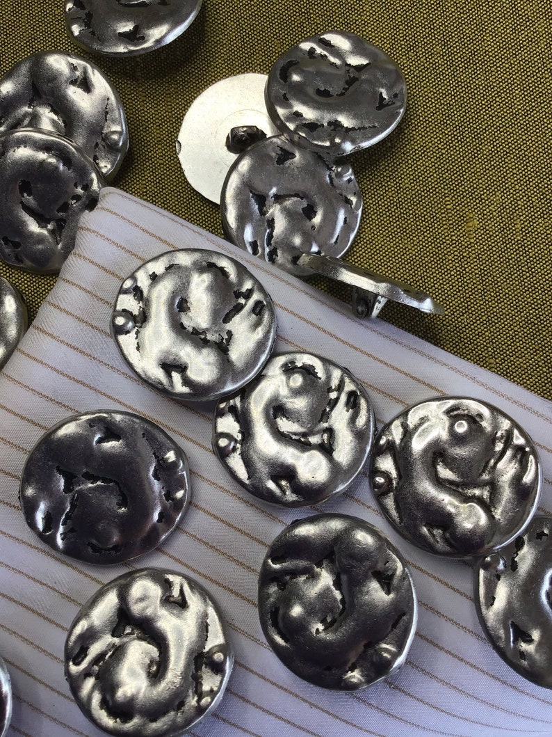 Silver Embossed Metal Designer Button 1-3/16 30mm 48L - Etsy