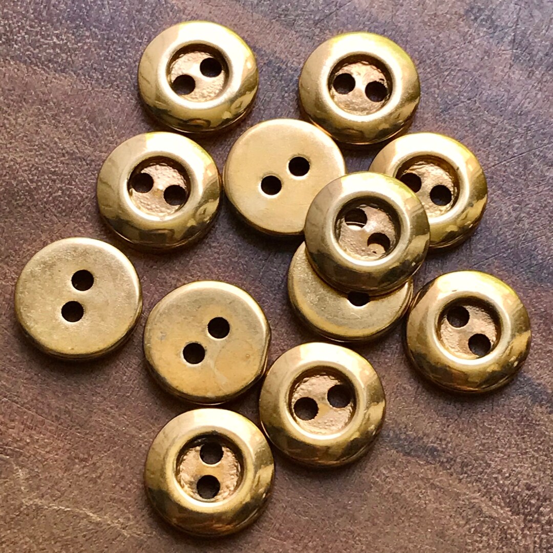1/2" GOLD METAL Buttons 2 Hole Vintage Sewing Button for Clothing ...
