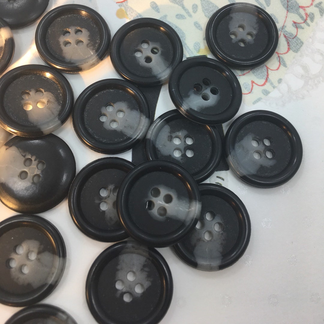 QUALITY 7/8" Black and Gray Buttons ITALIAN Vintage Sewing Button for ...