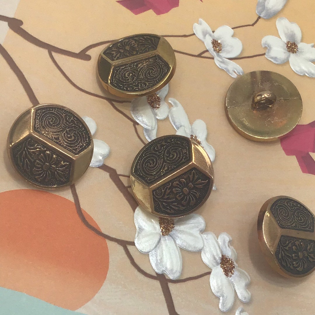Embossed Floral Bronze Vintage Shank Buttons (7/8 Inch) - Etsy