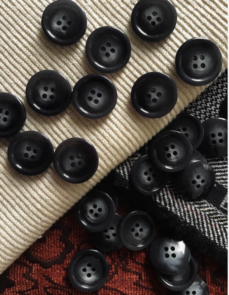 Italian 4 HOLE BLACK Buttons 7/8 23mm 36L Black Dark - Etsy