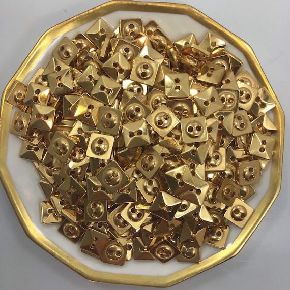 SQUARE GOLD BUTTONS 7/16 Vintage 2 Hole Gold Metal | Etsy