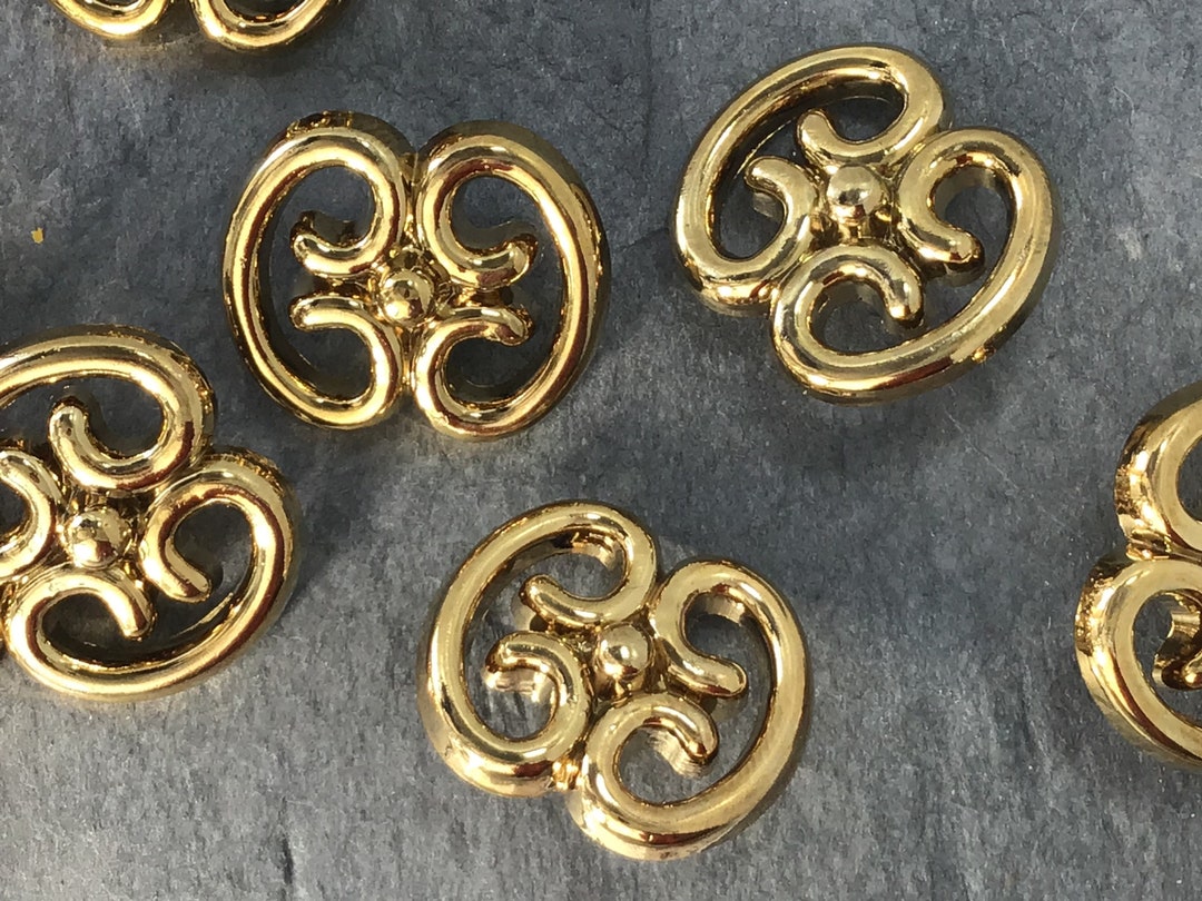 GOLD Metallic Shank Buttons 3/4" X 1" Vintage Sewing Button for ...