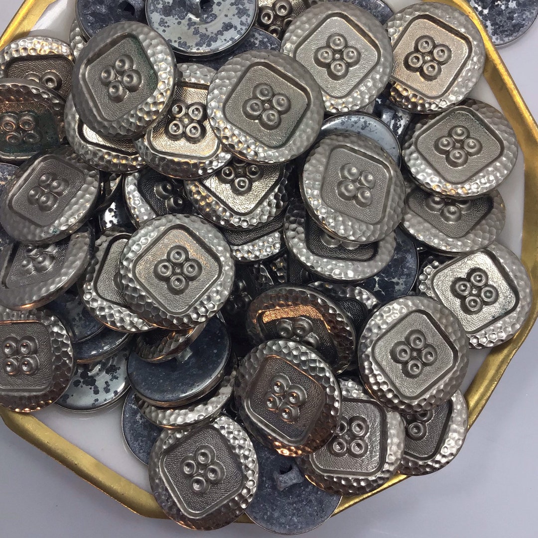 Vintage Metal Silver Buttons 7/8" Vintage Metal Shank Buttons for ...